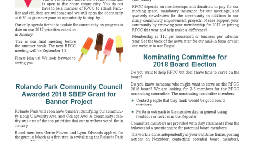 Rolando Park Reporter – Summer 2017 | Rolando Park Community Council